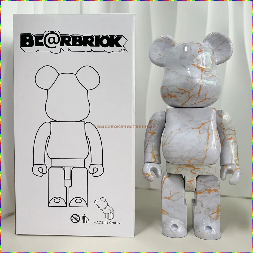 Фигурка Bearbrick Золотой шифон 28 см, декоративная, для дома