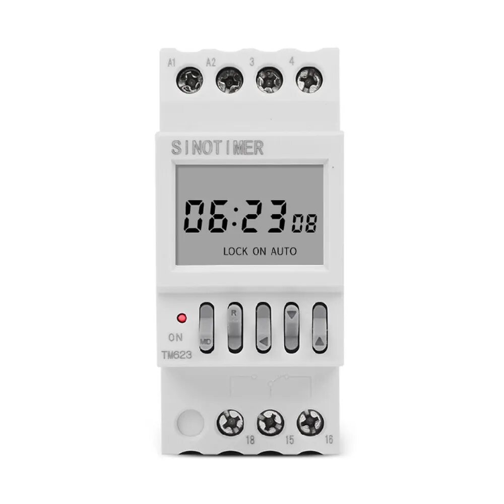 Таймер Sinotimer TM623 цифровой программируемый на DIN-рейку для управления освещением, белый, 1 шт — фото 1