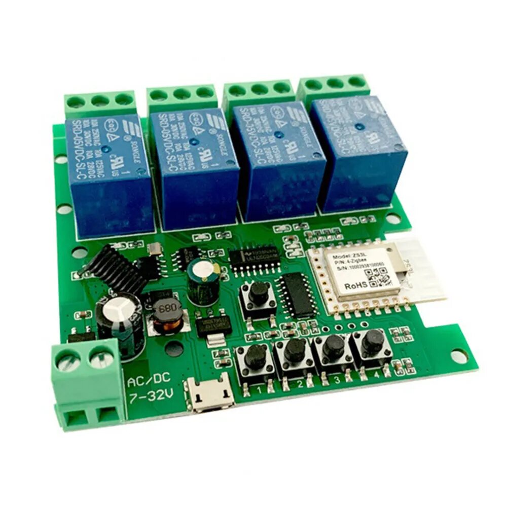 (O Q B C)-Zigbee Tuya Smart 4CH релейный модуль DC5V 7-32V RF433Mhz пульт дистанционного управления переключатель света работает с Home