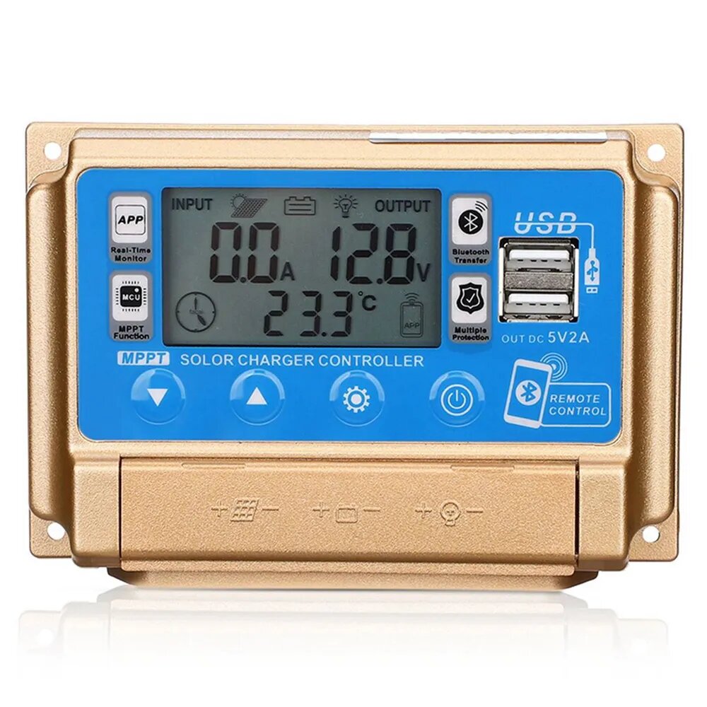 Солнечный контроллер адаптивный MPPT с Bluetooth 12V/24V контроллер заряда-40A