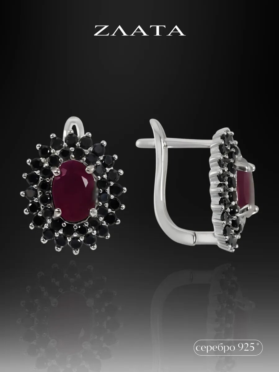 Серьги, 925 проба, родирование, рубин