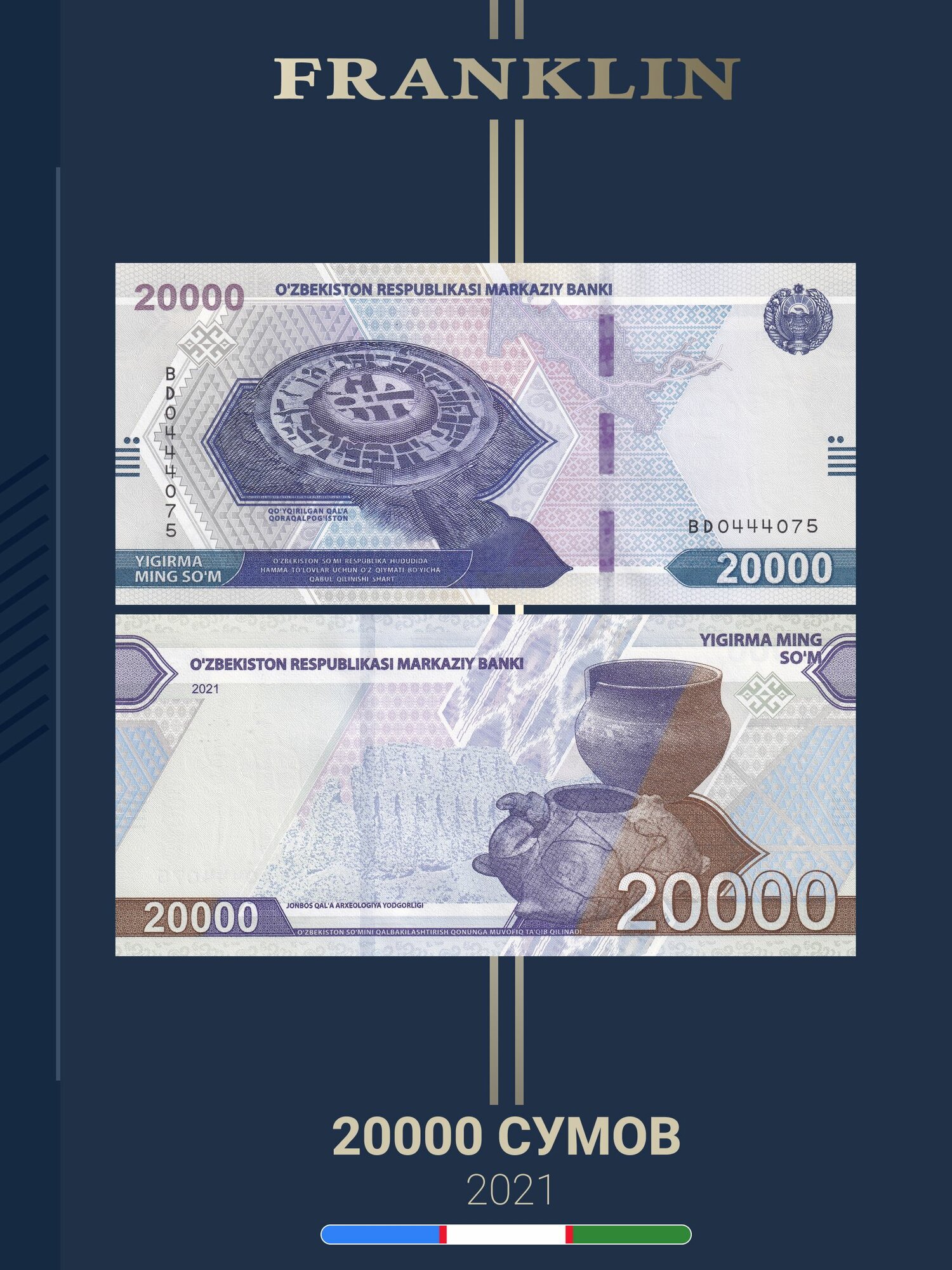 Банкнота Узбекистан 20000 сумов 2021 год (UNC) Pick 90