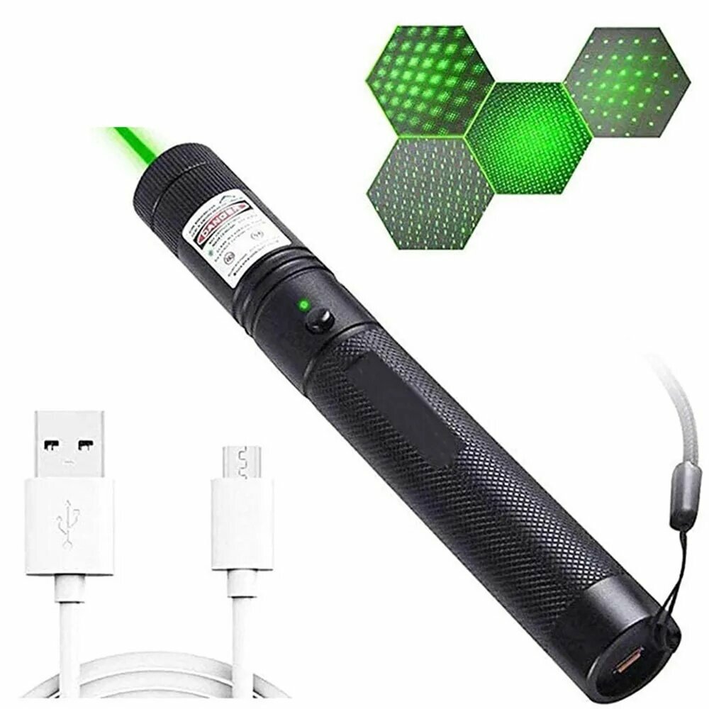 Зеленый лазерный фонарик с USB-зарядкой, эффект звездного неба, игрушка для животных, указка для презентаций