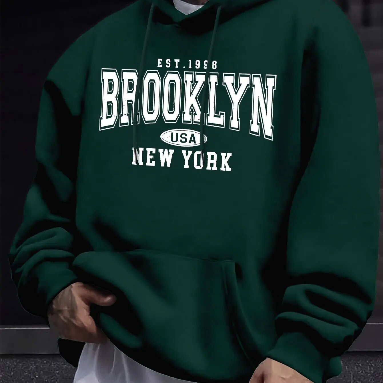 Мужская Осенне-зимняя Повседневная Толстовка С Капюшоном, Утепленный Вязаный Пуловер С Длинным Рукавом И Графическим Принтом