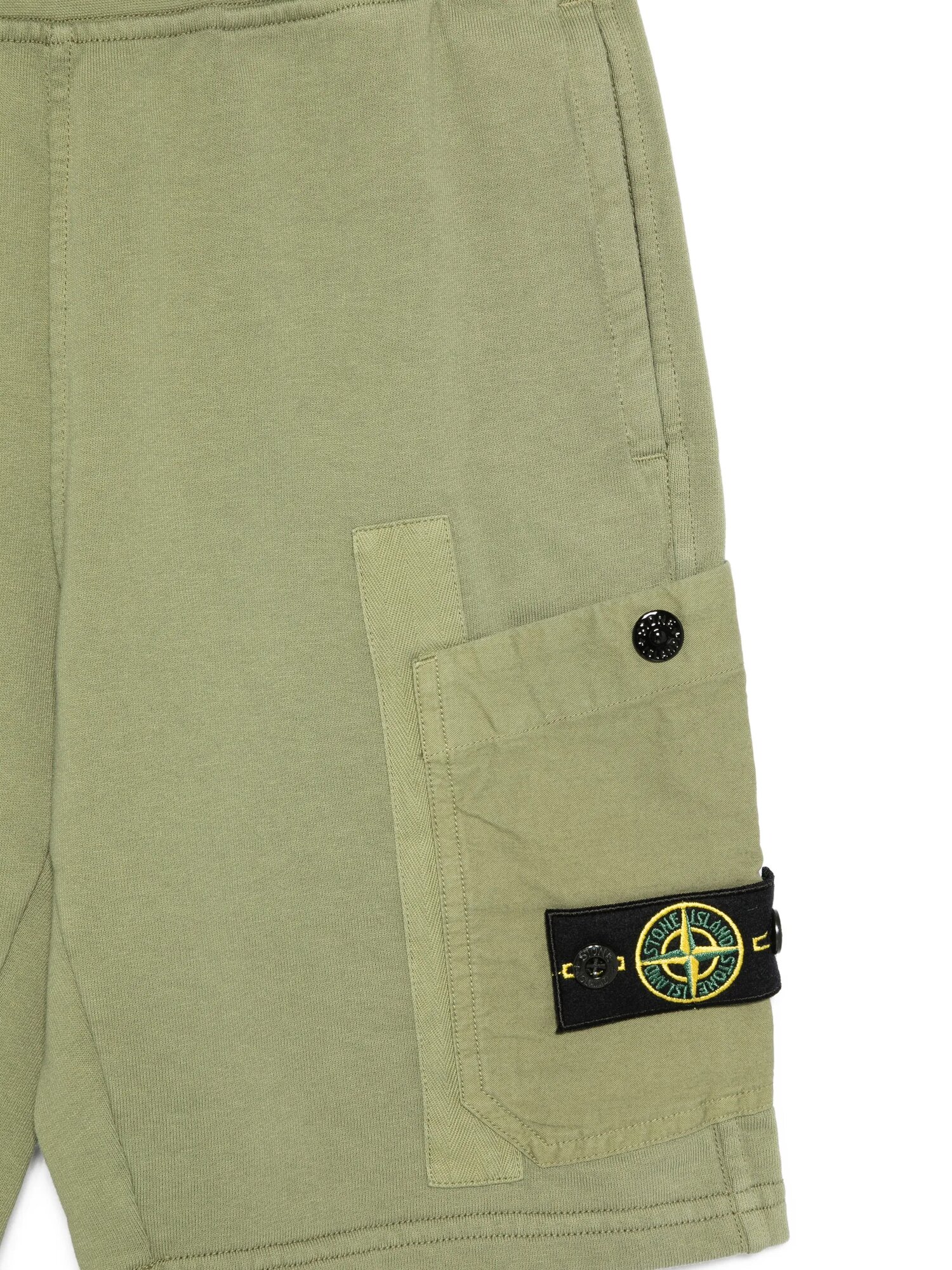 Шорты Stone Island Logo-patch cotton shorts, размер 14 лет, зеленый, — фото 1
