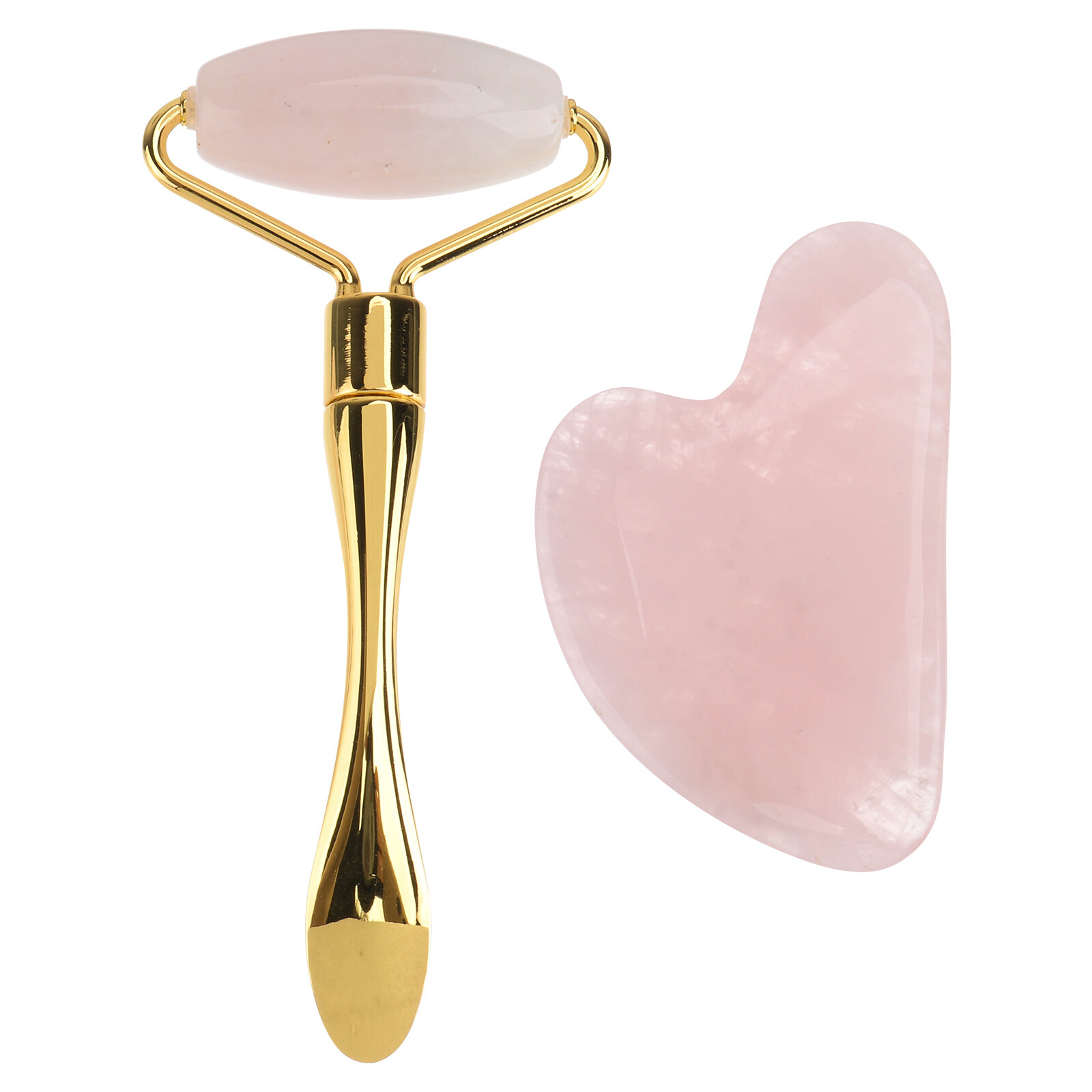 Комплект массажных инструментов для лица из розового кварца и цинкового сплава для массажа