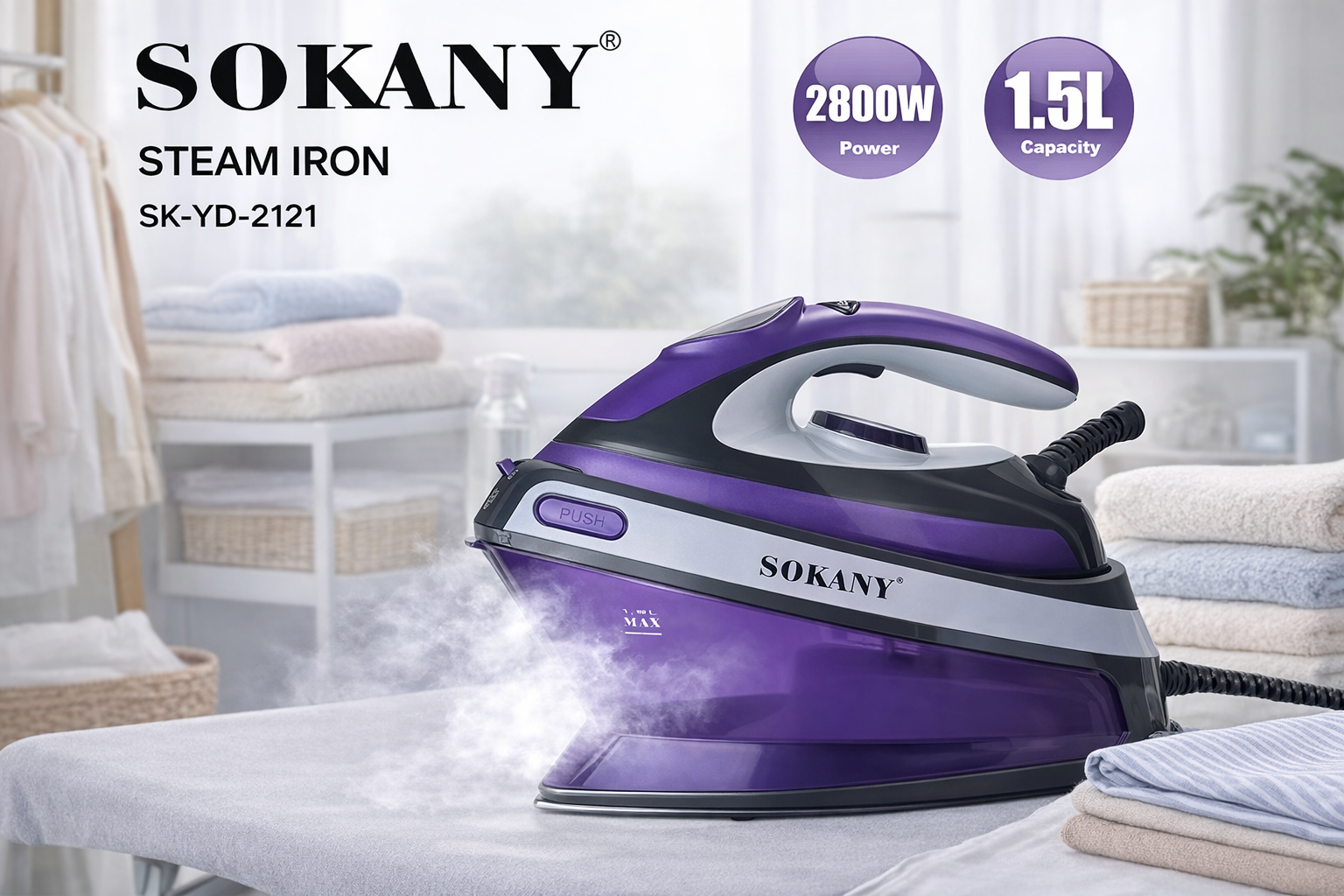 Утюг ProgTech 2500W, керамическая подошва, парогенератор, вертикальное отпаривание