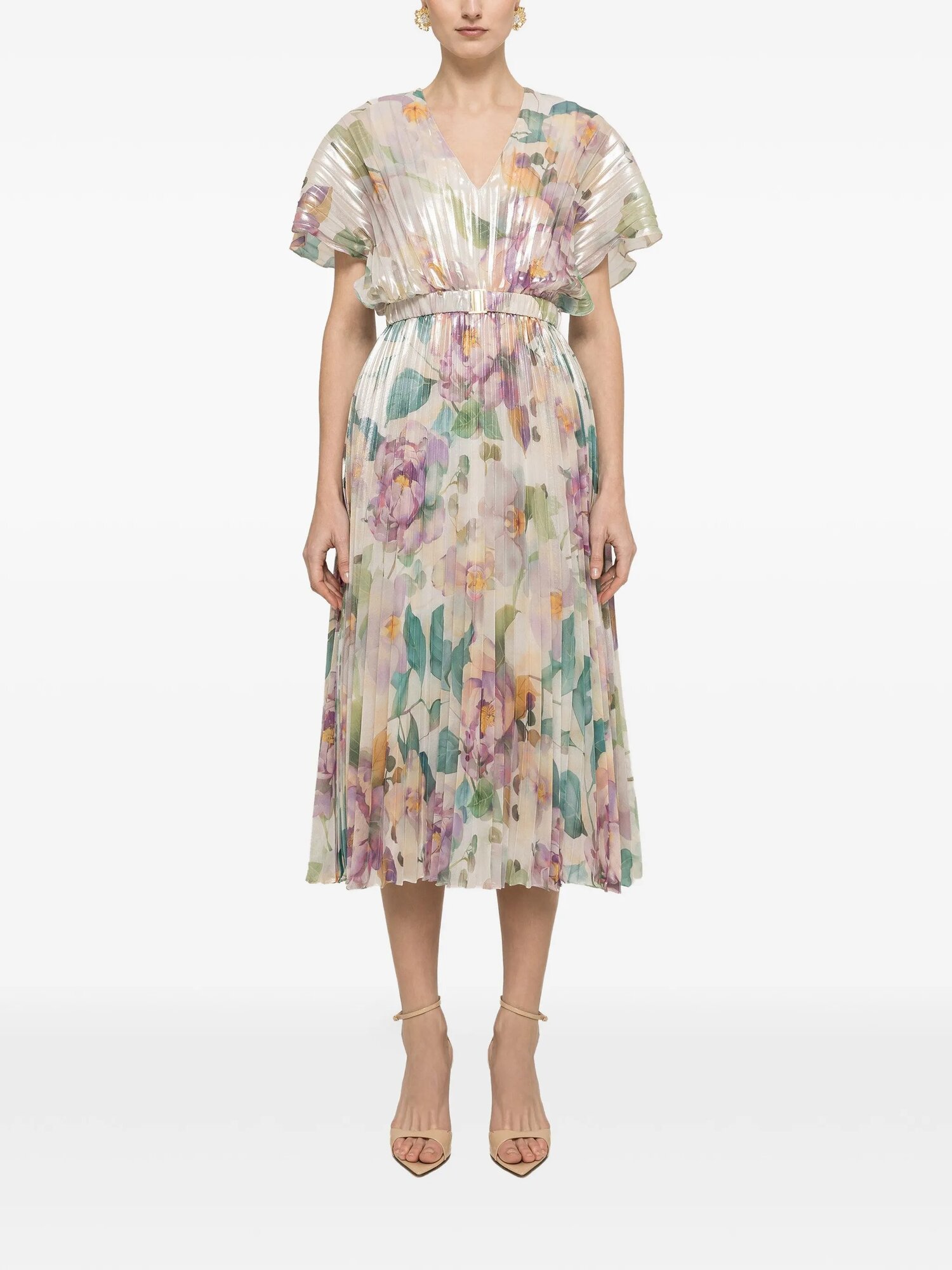 Платье Pleated floral-print midi dress