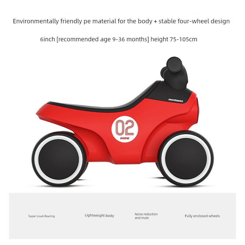 Детский балансир-велосипед Mini02, китайский красный цвет, без прицепа, подходит для детей 1-3 лет, рост 75-105 см