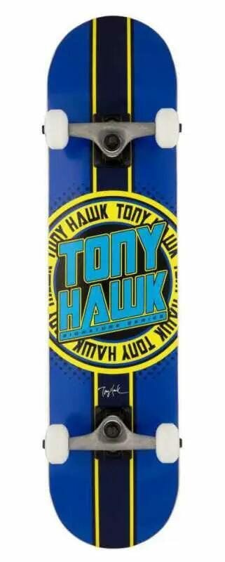 DECATHLON скейтборд Tony Hawk 180+ Series Eagle Logo, темно-синий/желтый, 7.75 дюймов