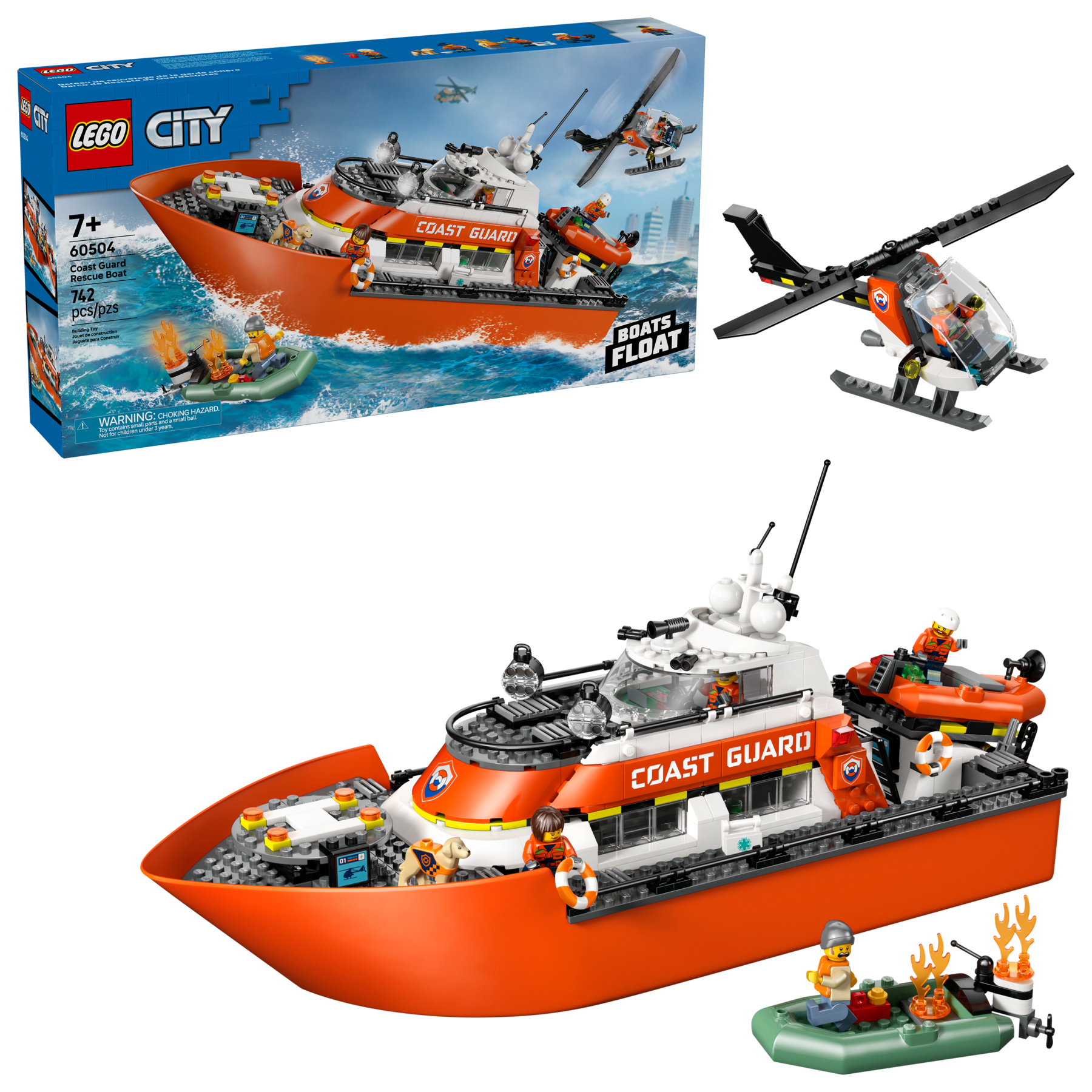 Конструктор LEGO City Спасательный катер береговой охраны 60504, 742 детали, от 7 лет