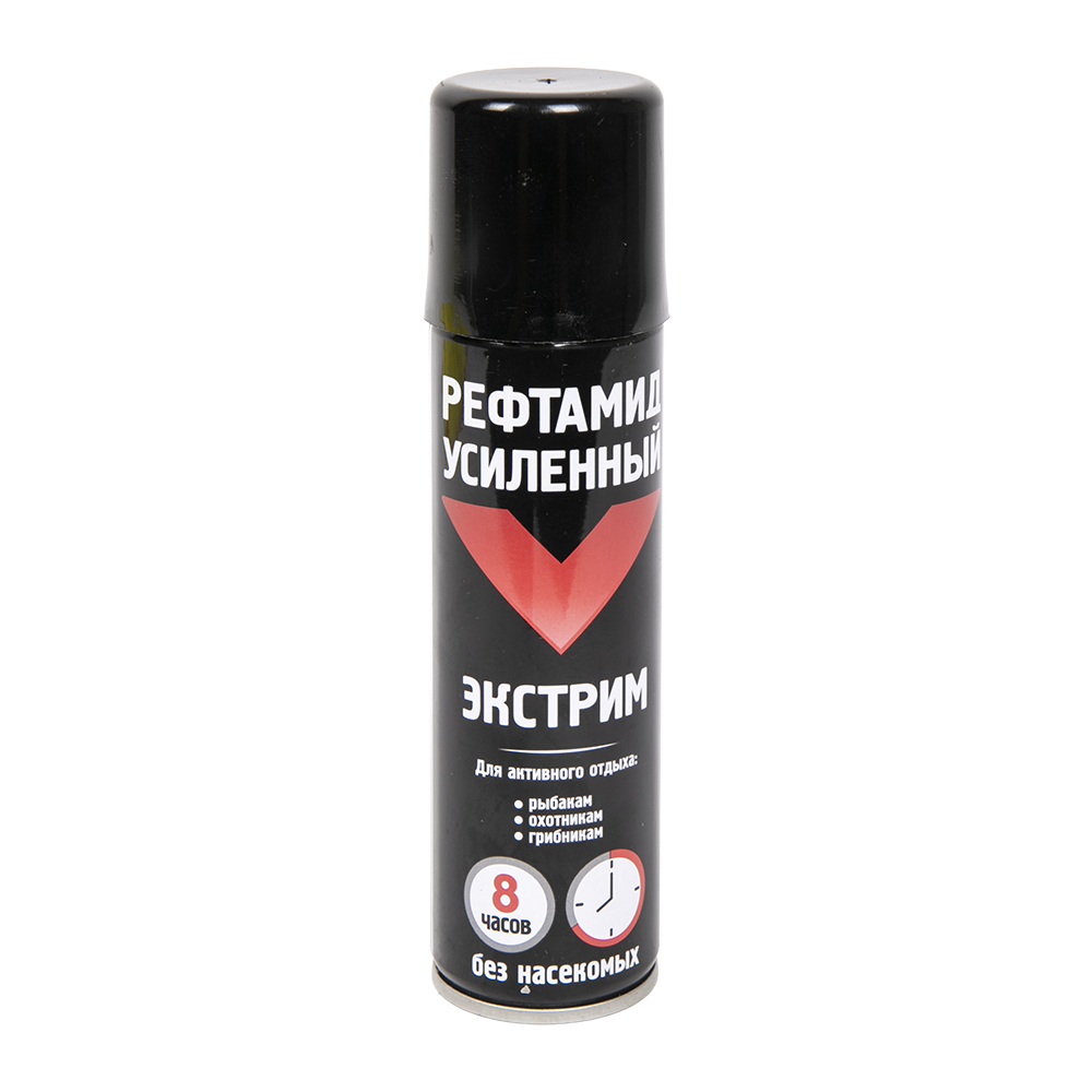 Аэрозоль Рефтамид "Экстрим" Усиленный черный 150мл. Защита от кровососущих насекомых и клещей.