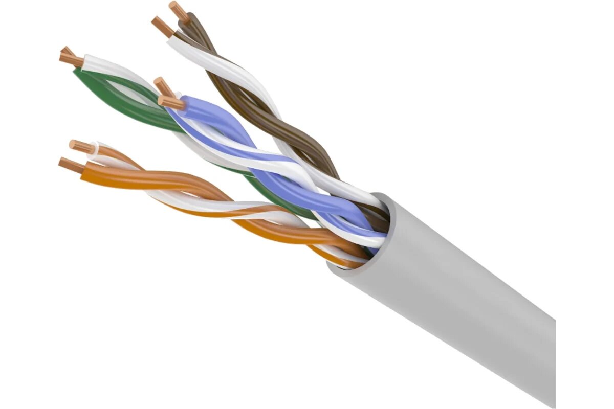 Сетевой кабель Folan U/UTP Cat5e PVC нг(А)-LS 4x2х0,52 серый длина 50 м из меди с ПВХ‑оболочкой без галогенов и поддержкой PoE+