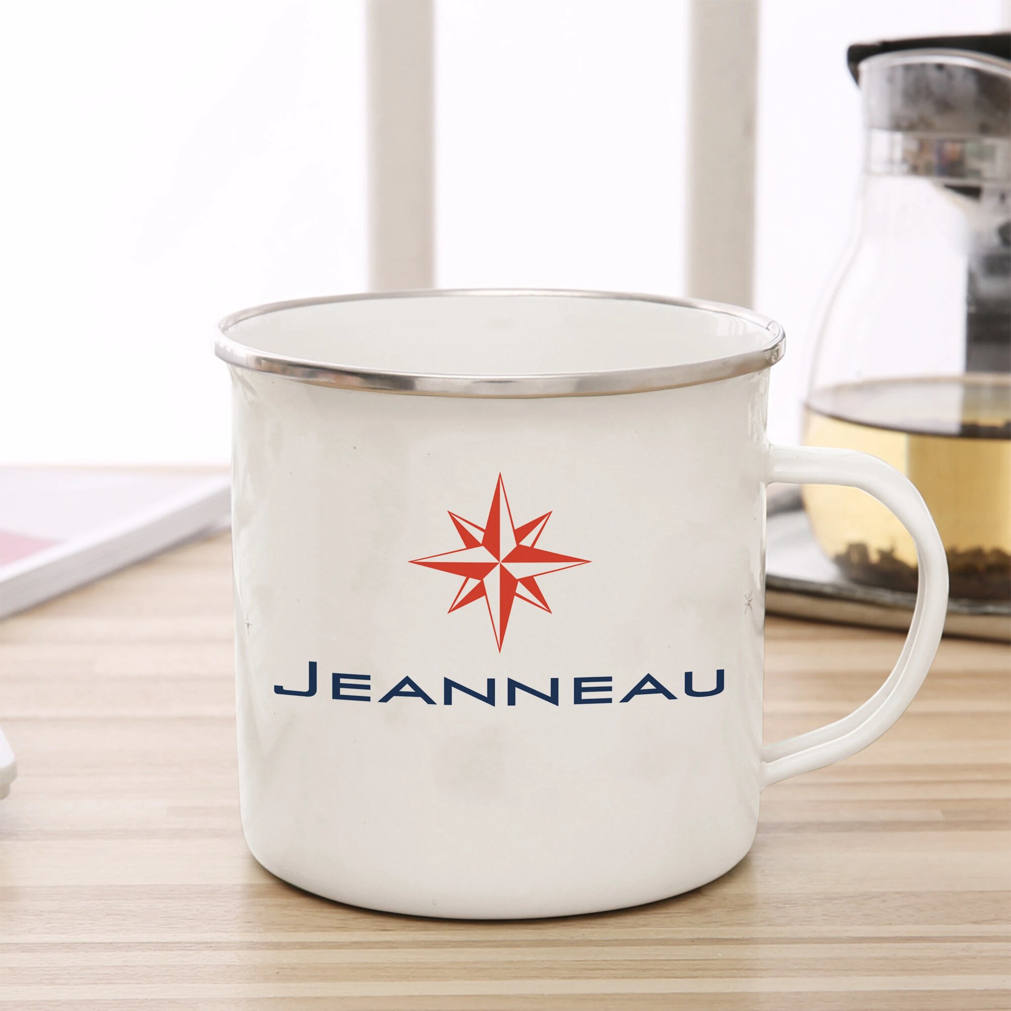 Правильная эмалированная чашка Jeanneau, кофейная кружка, 11 унций, забавная керамическая чашка для кофе, чая, какао, ручка, чашка для чая, напитка, сувенир
