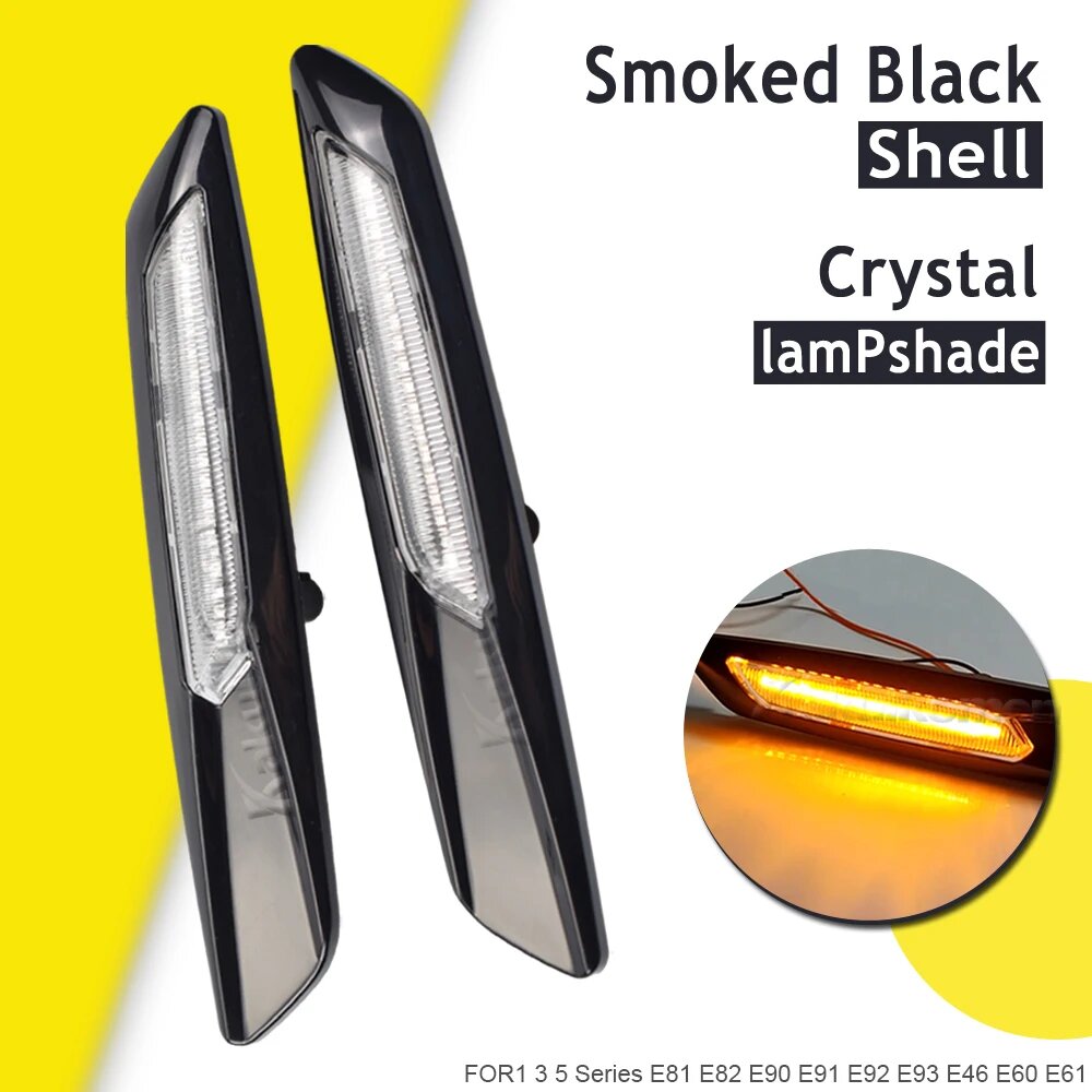 Указатель поворота для BMW 1 3 5 серии, черный, Glossy Black Lens-2