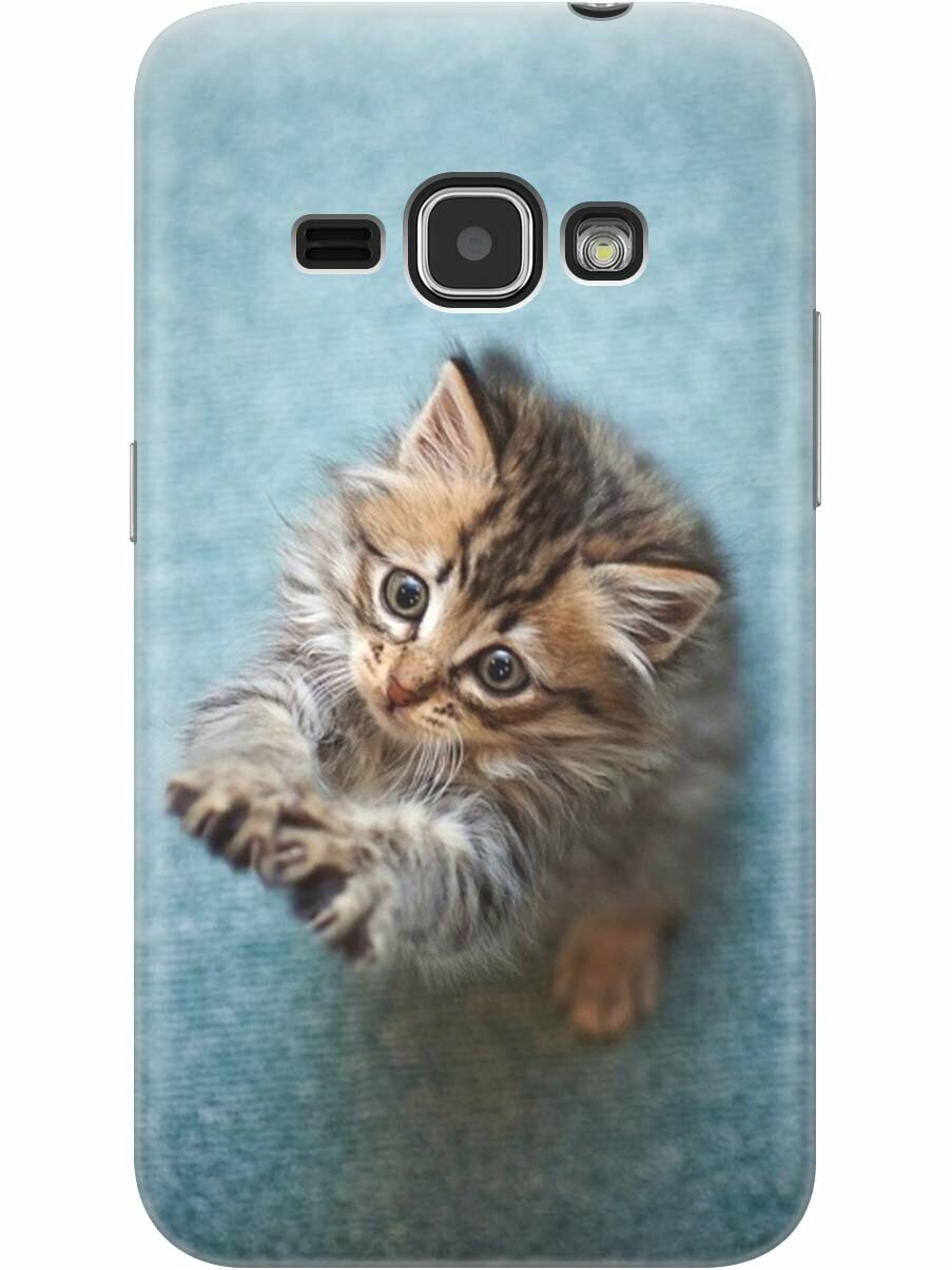 Накладка Transparent для Samsung Galaxy J1 (2016) с принтом "Котёнок на голубом"