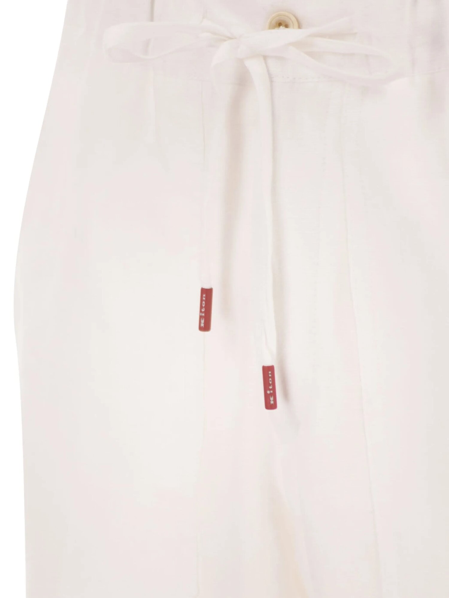 Брюки Kiton Drawstring linen trousers, размер 52, бежевый/белый — фото 1