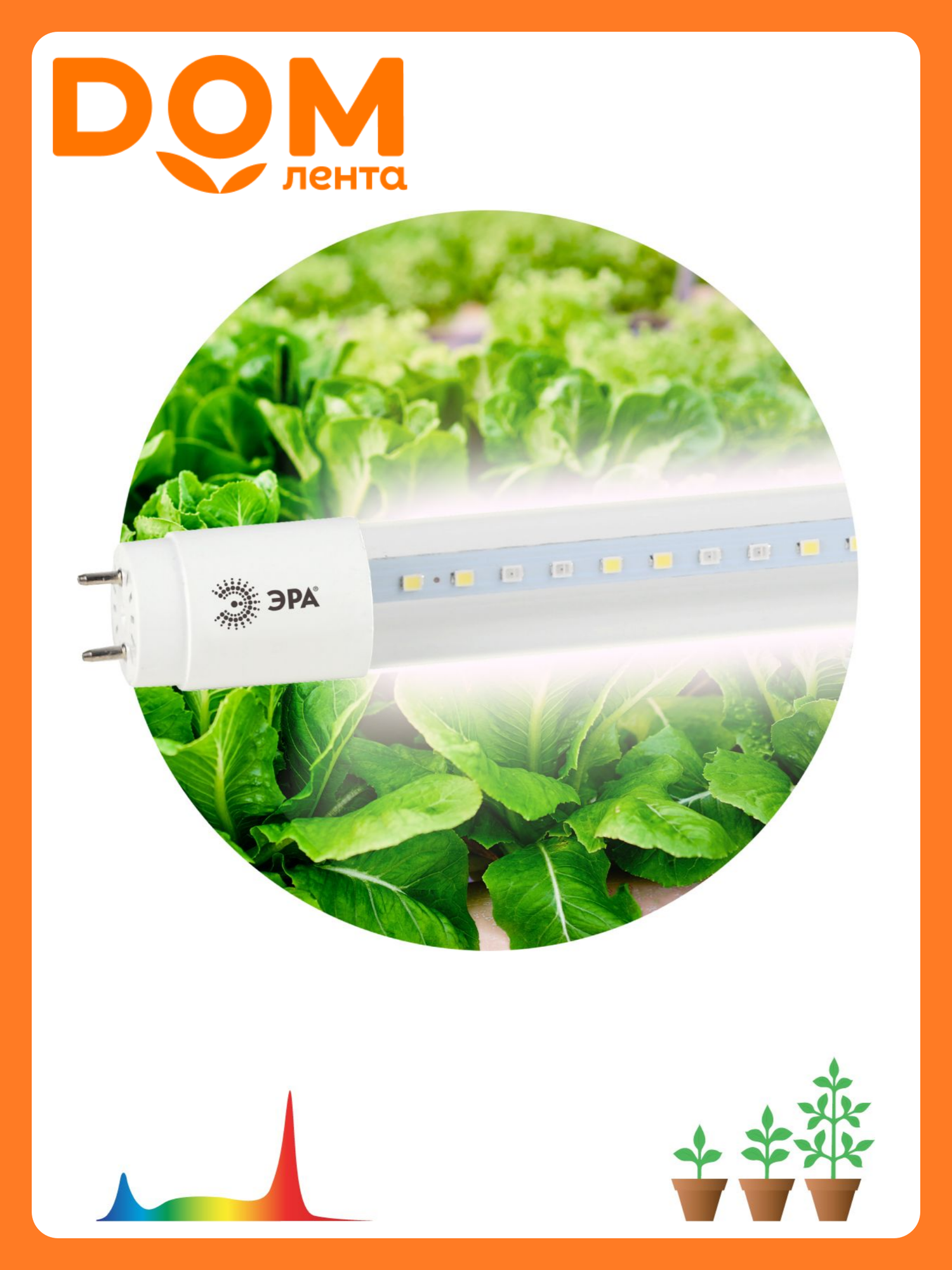 Фитолампа для растений т8 18 Вт g13 полный спектр