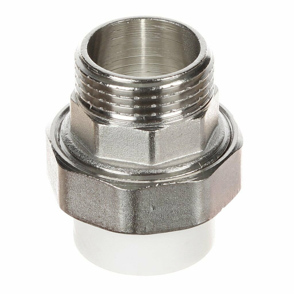 Муфта разъемная полипропиленовая Valfex d32х1 дюйм с наружной резьбой, белая, для систем отопления и водоснабжения