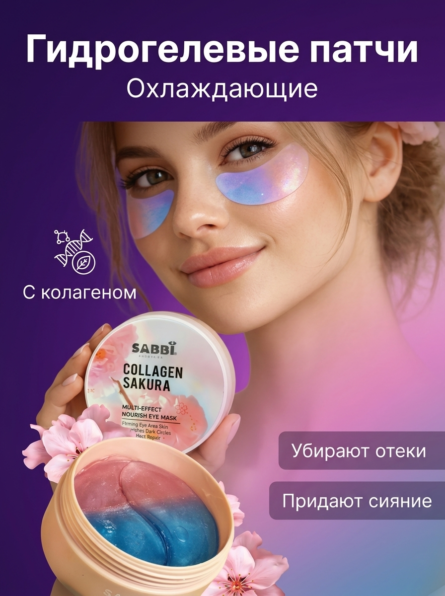 Омолаживающие гидрогелевые патчи двухцветные с коралловым комплексом 60 шт