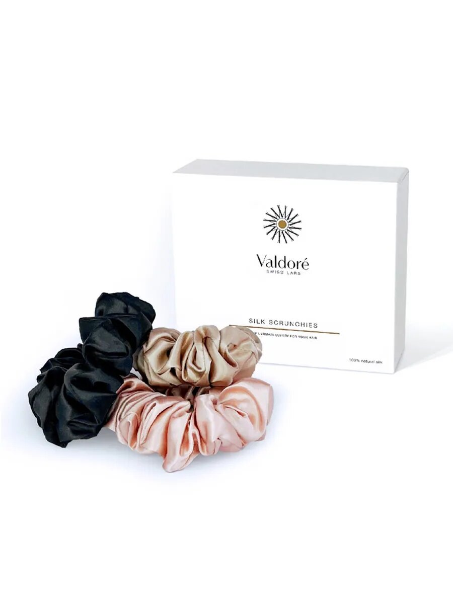 VALDORE Silk Scrunchies, Набор шелковых резинок 3 шт