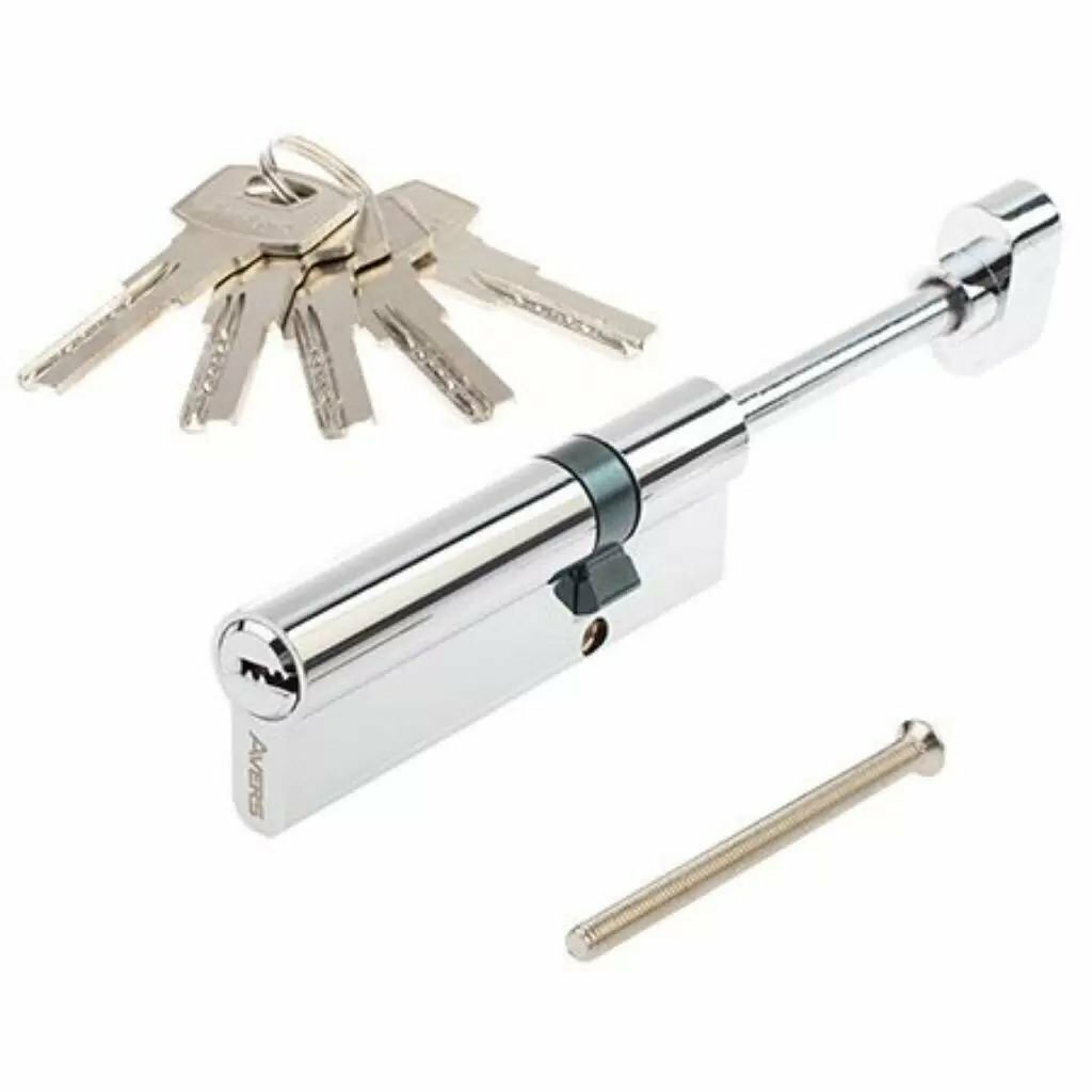 Личинка замка двери Avers ZM-95(30S/65)-S/65-C11-CR 95 мм с заверткой, цвет хром, материал ЦАМ, артикул 33887