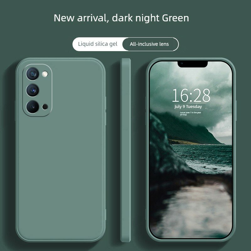 Силиконовый чехол для OPPO Reno4 SE, цвет темно-зеленый, антипробивной, матовая поверхность, надежная защита