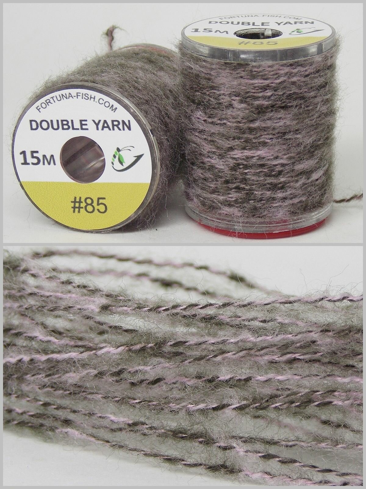 Пряжа Double Yarn #85 - Walnut / Light Pink (15 м.)