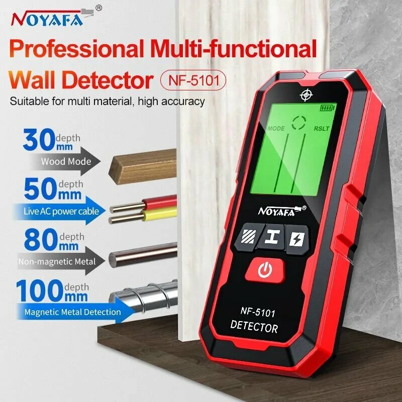 Детектор/сканер стен NOYAFA NF-5101, высокоточный детектор 5-в-1 для поиска металла, дерева и кабелей под напряжением, с ЖК-дисплеем.