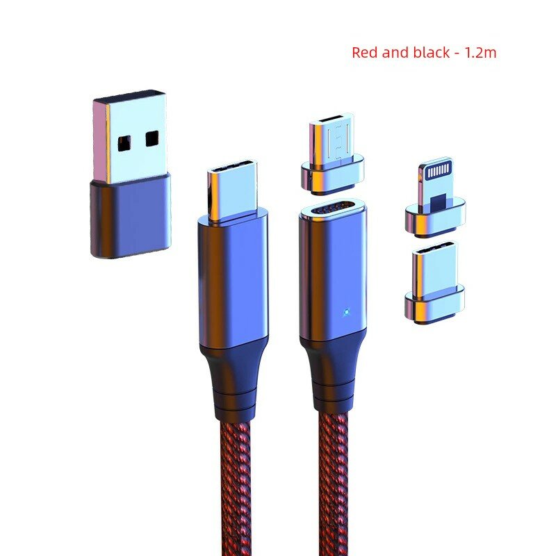 4-в-1 магнитный кабель PD100W для быстрой зарядки iPhone, Huawei, Xiaomi, OPPO, Android с Type-C, 1.2 м