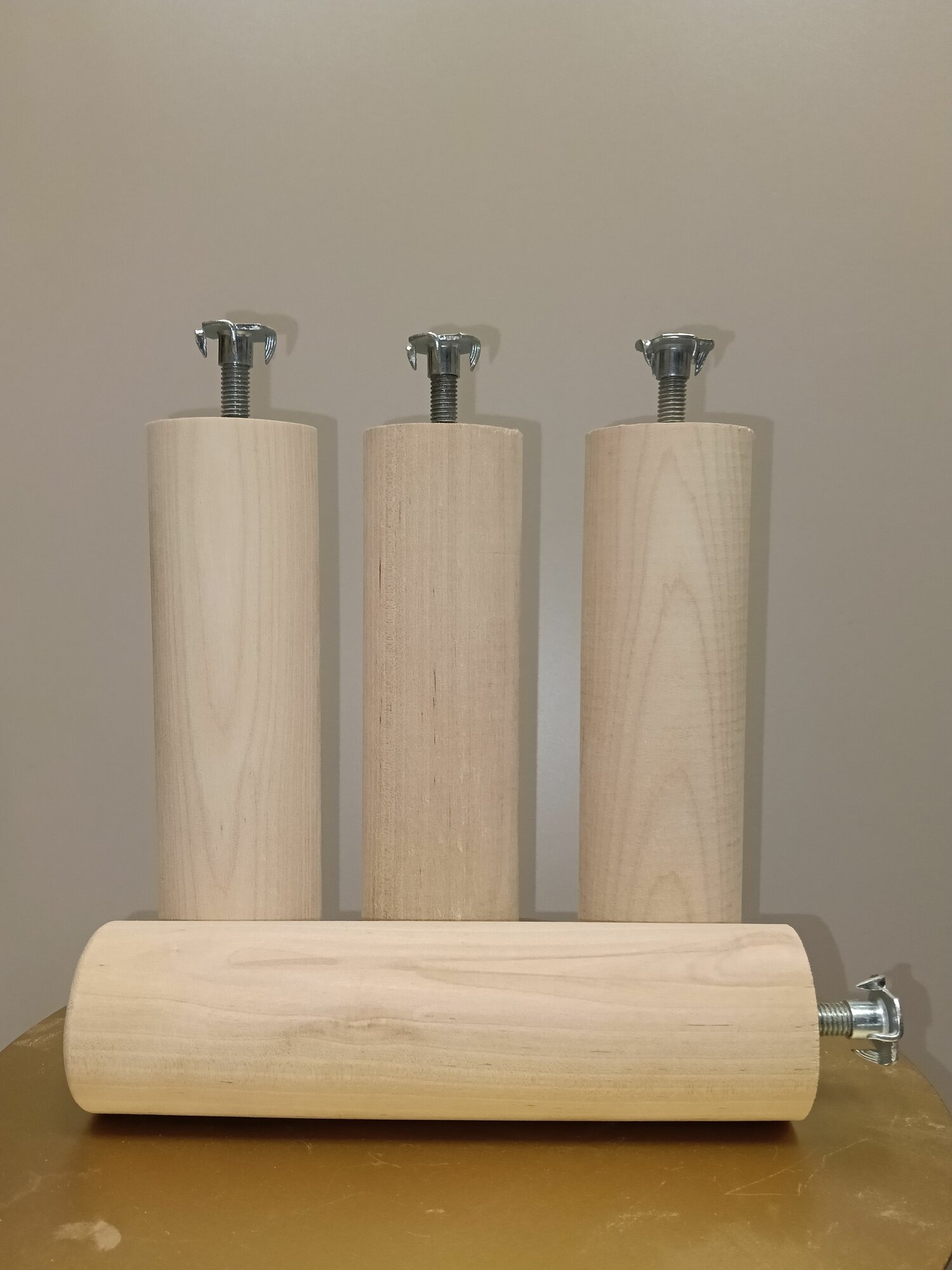 Ножки деревянные для мебели CraftArea, береза, 17см, 4шт, крепление, резьбовые шпильки M8, усовые гайки M8