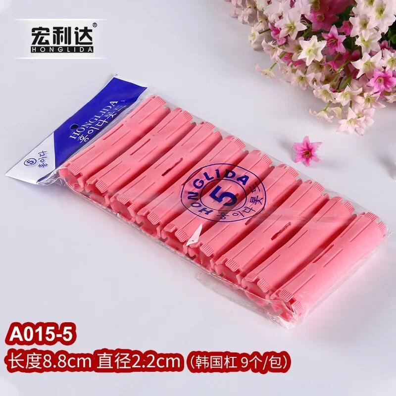Пластиковые бигуди A015-5, розовые, 9 шт.