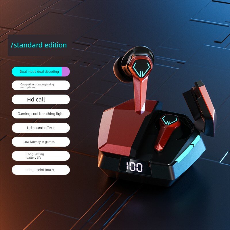 Стандартная версия красные вкладыши Bluetooth наушники для гейминга, шумоподавление, низкая задержка, Bluetooth 5.3,