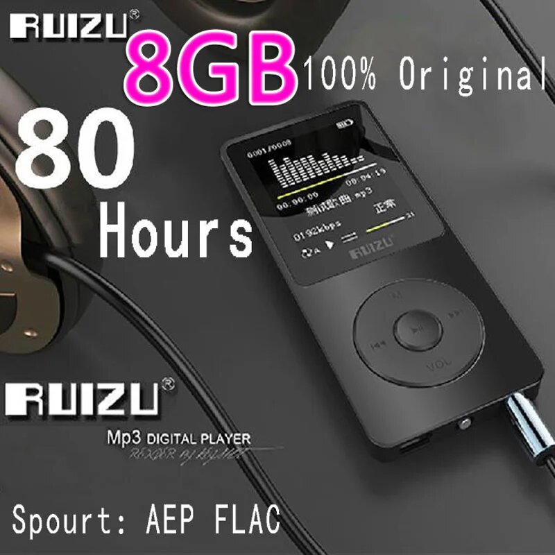 RUIZU X02 MP3-плеер 8ГБ, черный