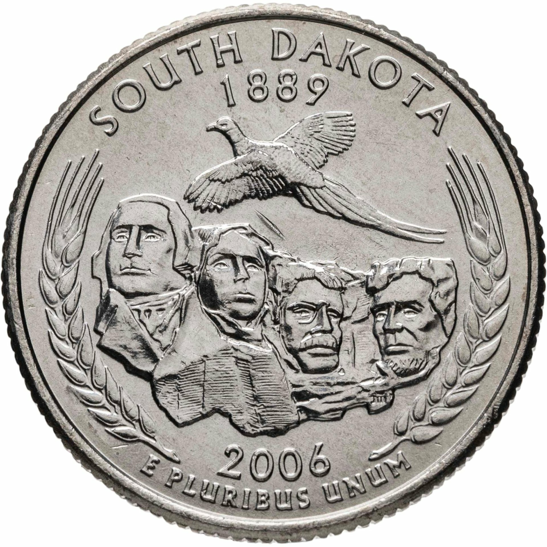 США 25 центов квотер, 1/4 доллара, quarter dollar 2006 P Квотер штата Южная Дакота знак монетного двора: "P" - Филадельфия, Медь, в сохранности AU-UNC