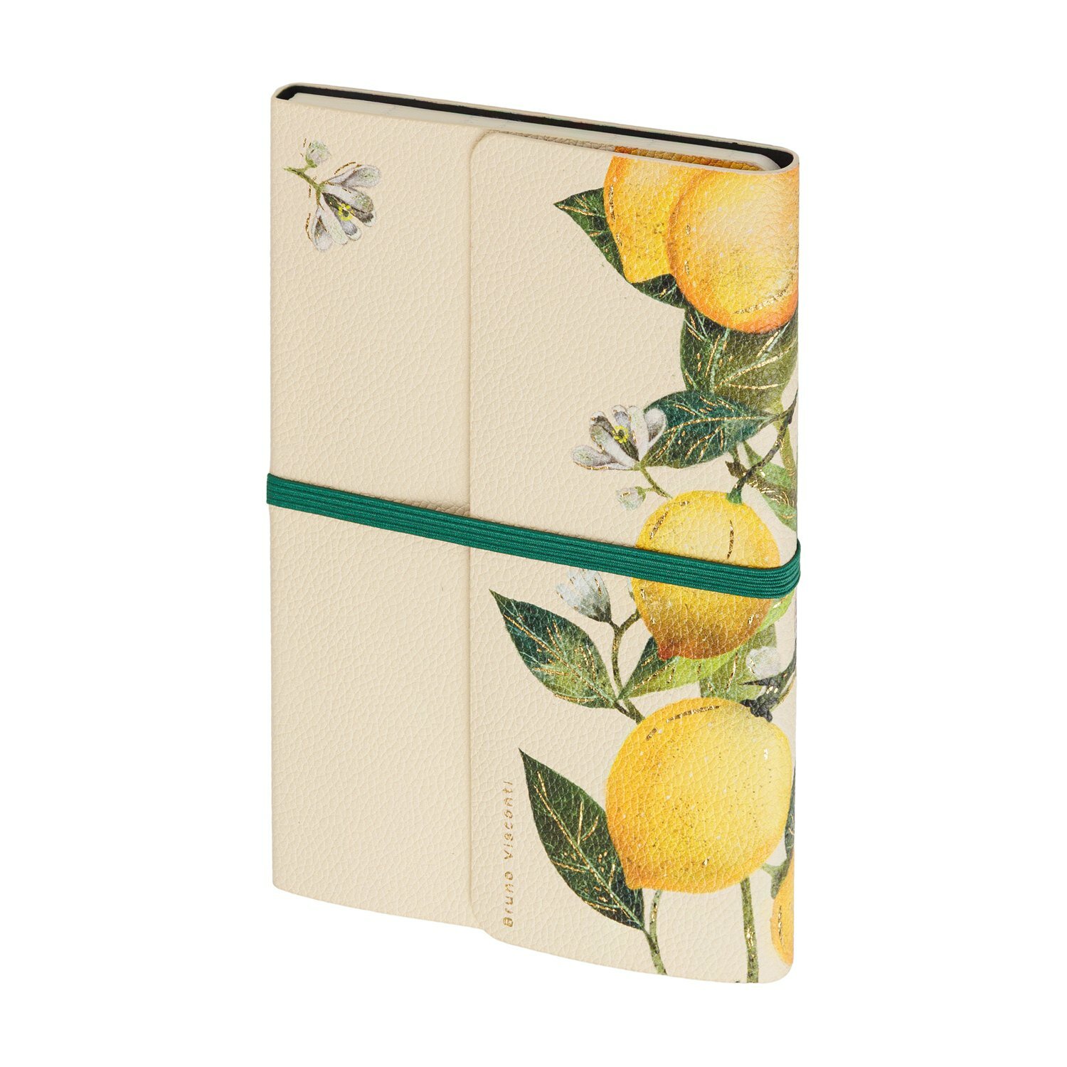 Ежедневник недат. А5 96л "FLORA. Райские лимоны" иск. кожа, резинка, Bruno Visconti