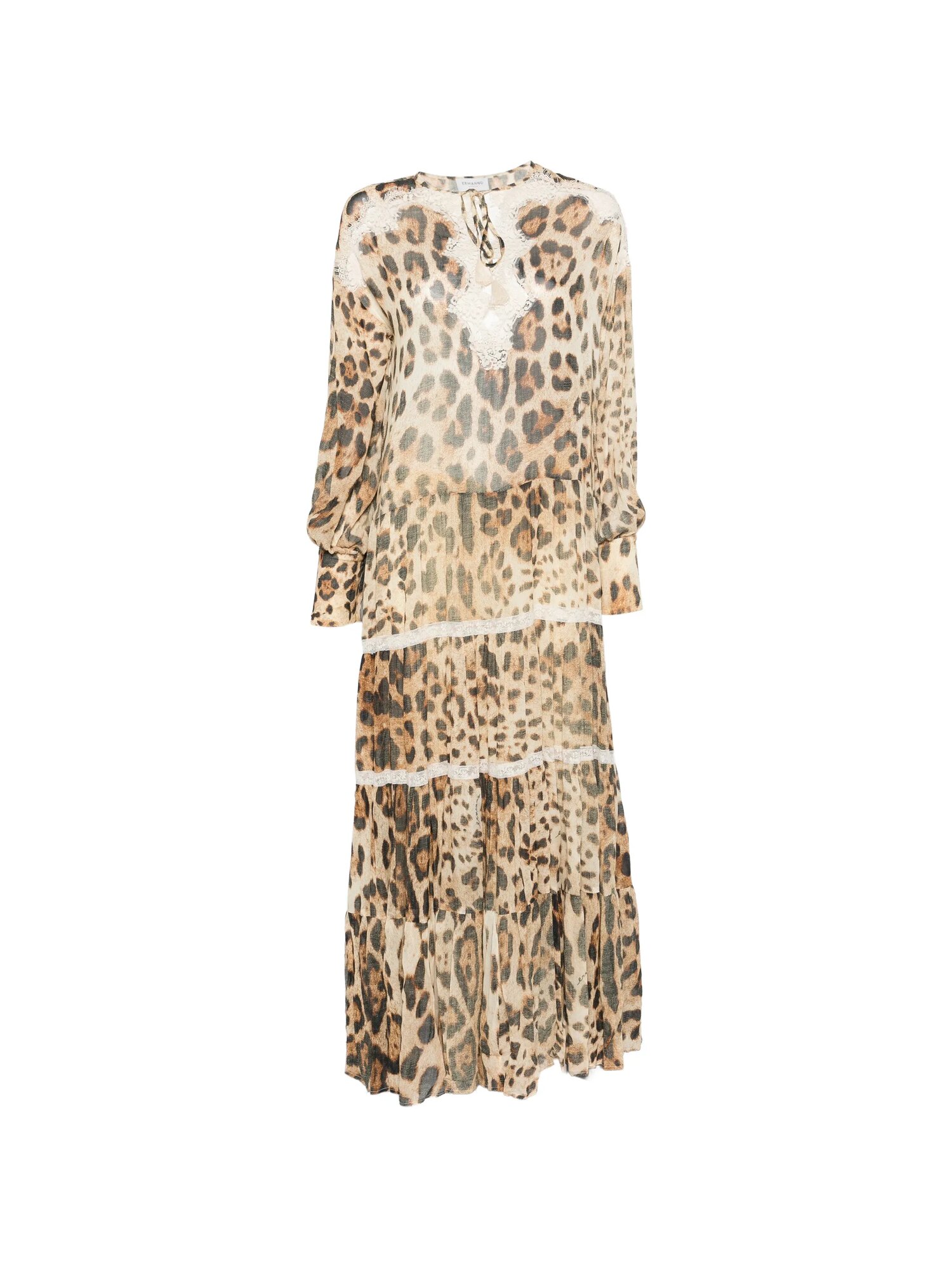 Платье Leopard-print lace-trim midi dress