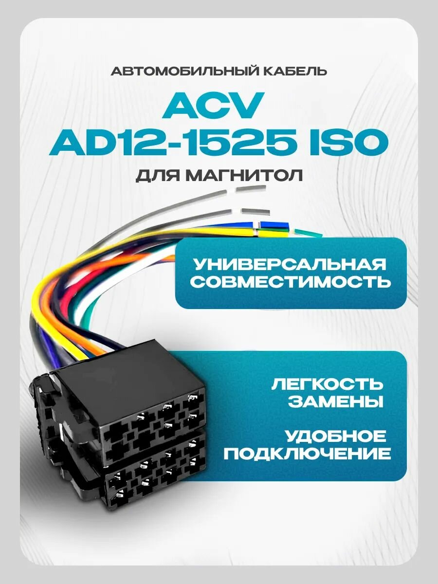 Разъем для автомагнитолы "Евро" ISO *папа* AD12-1525 Переходник, питание+акустика