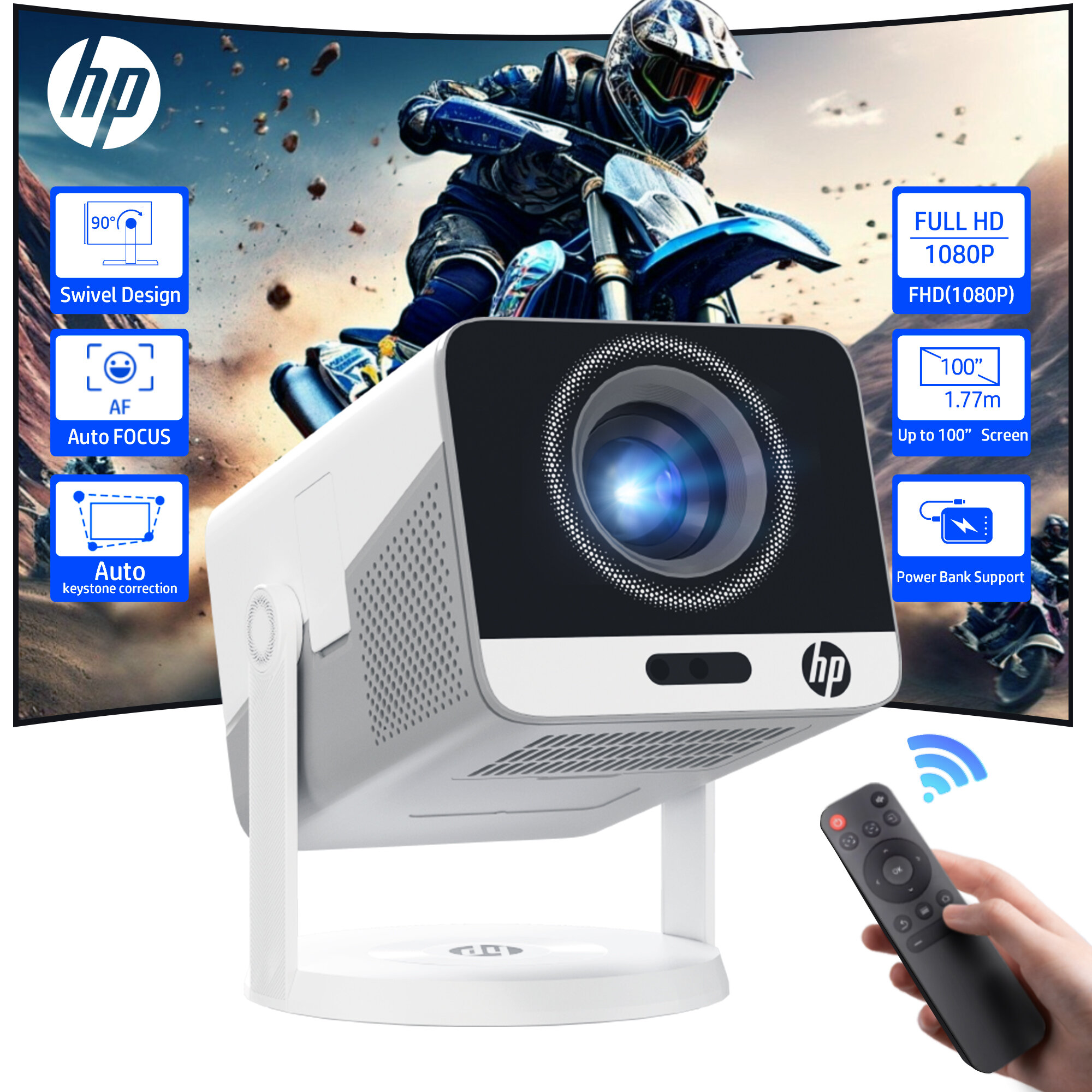 HP Проектор MC425 для фильмов projector, 1LCD, белый