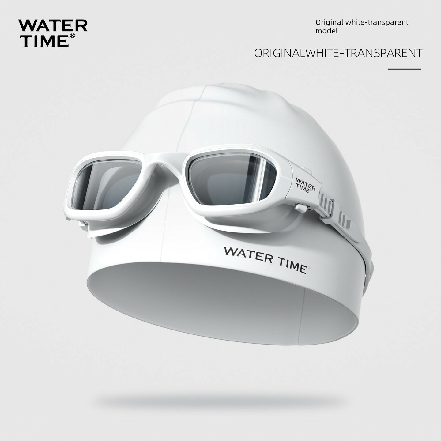 WaterTime Анти-туманные очки для плавания с коррекцией зрения на 1000 диоптрий, светло-белая оправа с большой купальной
