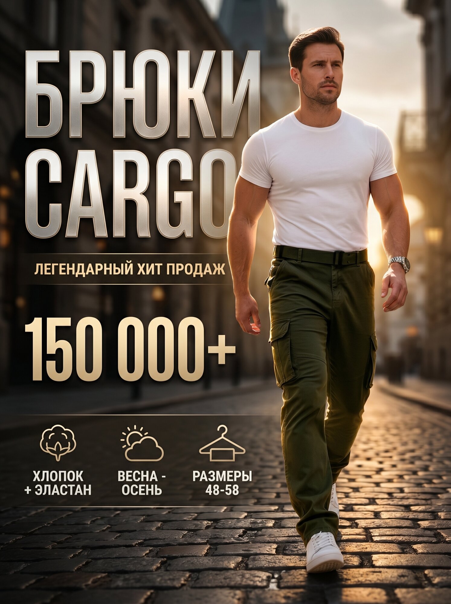 Брюки карго для брутальных мужчин