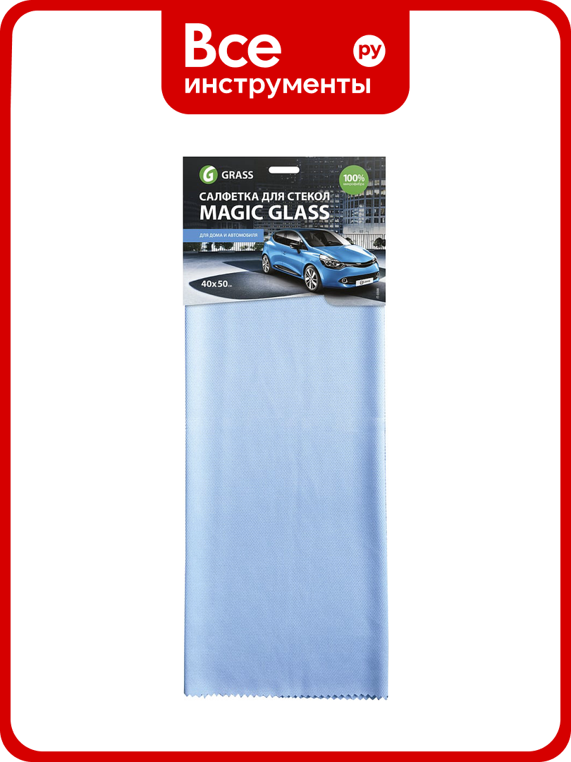 Салфетка из микрофибры для стекол 40х50 см Grass Magic Glass IT-0308, с автомобильных стекол