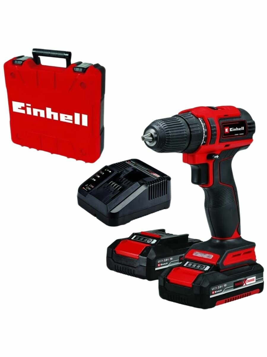 Аккумуляторная дрель Einhell pxc te-cd 18/40 li bl, 18в, 40нм, патрон 10мм, 2x2,0 aч,4513995