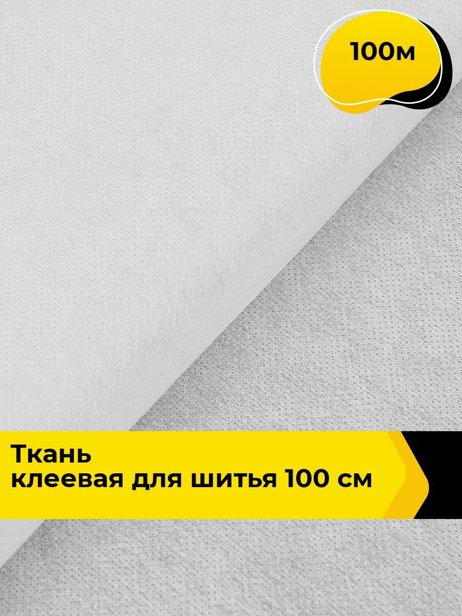 Флизелин точечный ш.100см 100м, ткань клеевая для шитья, в рулоне 100 м, цвет: белый