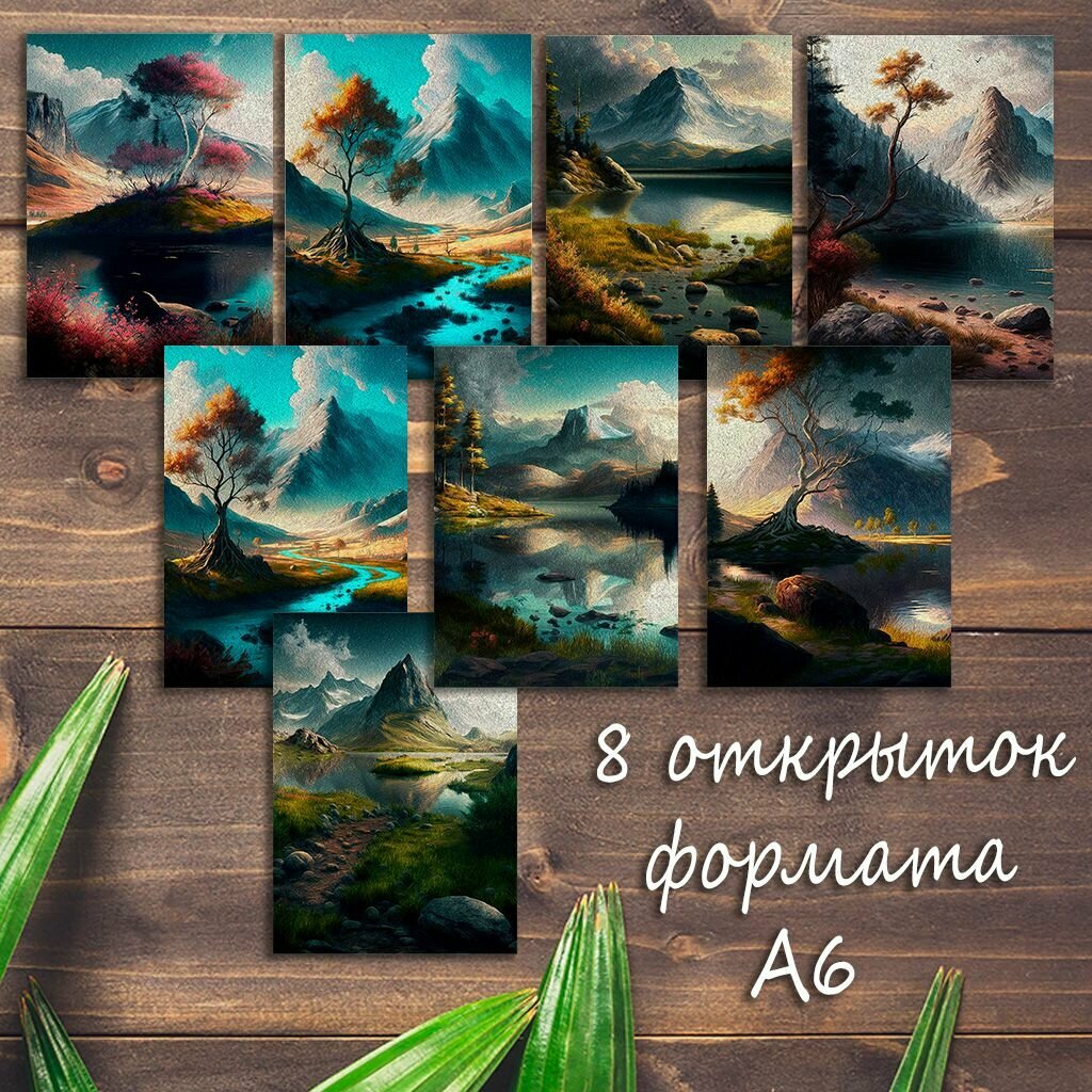 Большой набор открыток Природа, 8 штук