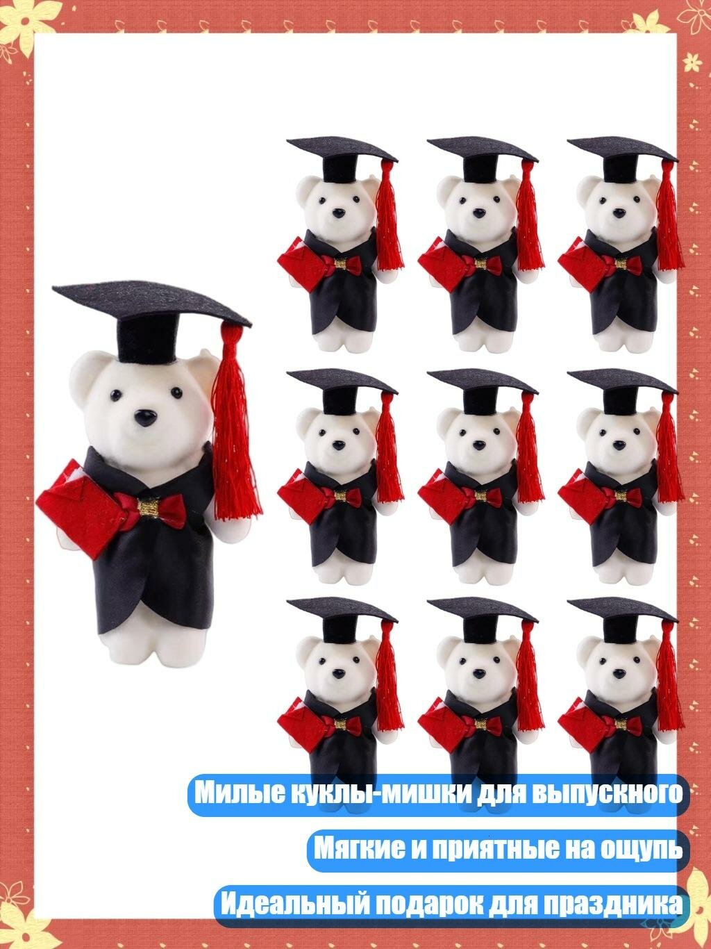 Набор из 10 медвежат-выпускников