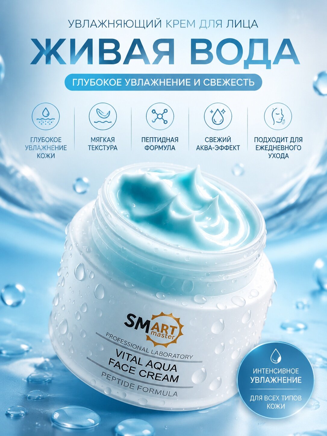 Крем для лица Smart Master "Живая вода", для всех типов кожи, 50 мл