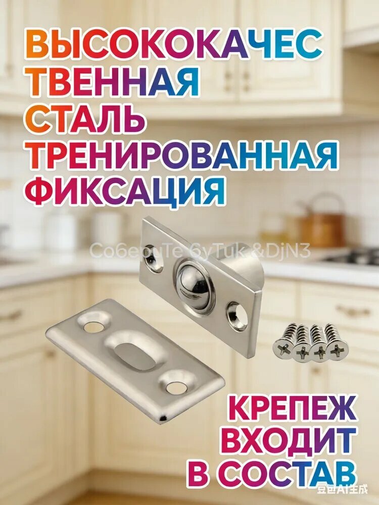Защелка дверная шариковая для межкомнатных дверей никель MARLOK