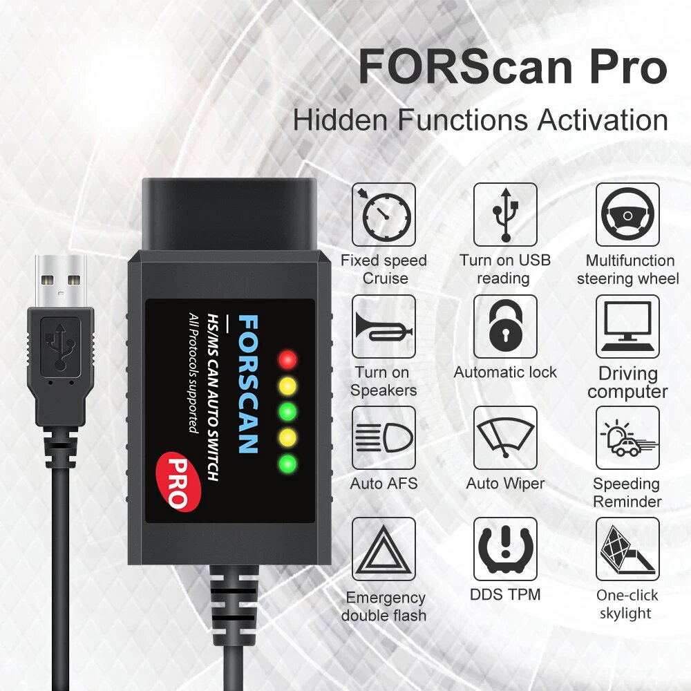 Автомобильный диагностический инструмент FORScan ELM327 V1.5 USB для кодирования Ford OBD2, сканер, адаптер HS/ MS CAN, автоматическое переключение F150, F250, F350, F450