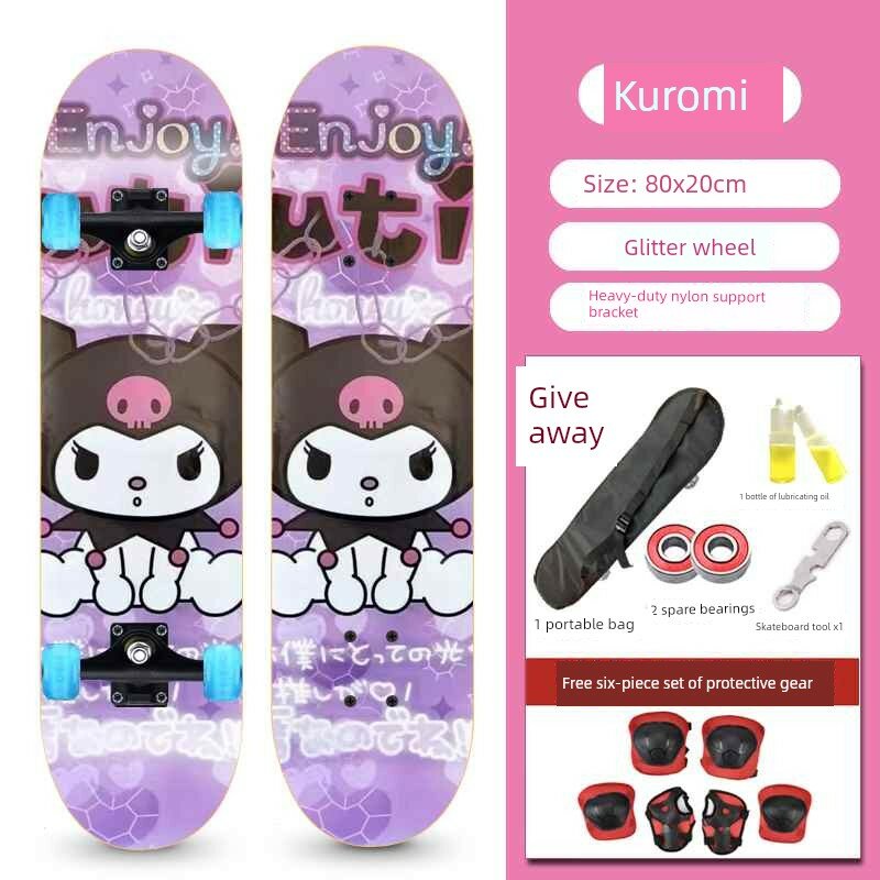 Скутер для детей с дизайном Cinnamoroll, розовый цвет, 4-колёсная модель для новичков 6-12 лет, весёлый дизайн